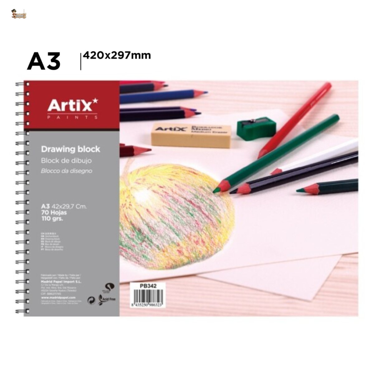 Block dibujo A3 70 hojas de 110gr. Bloc de bocetos doble espiral. Dibu ...