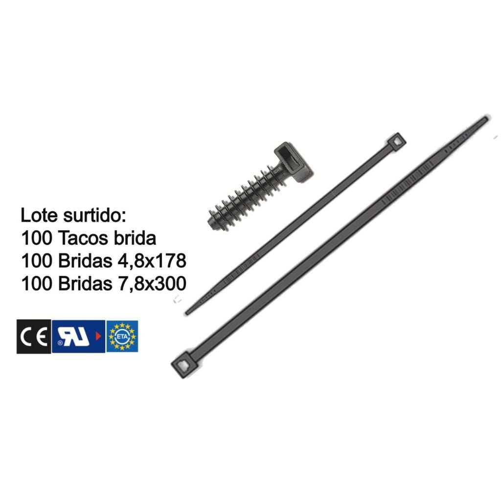 🧗‍♂️Surtido Taco brida + bridas. 100 taco brida nylon negro 10 mm ...